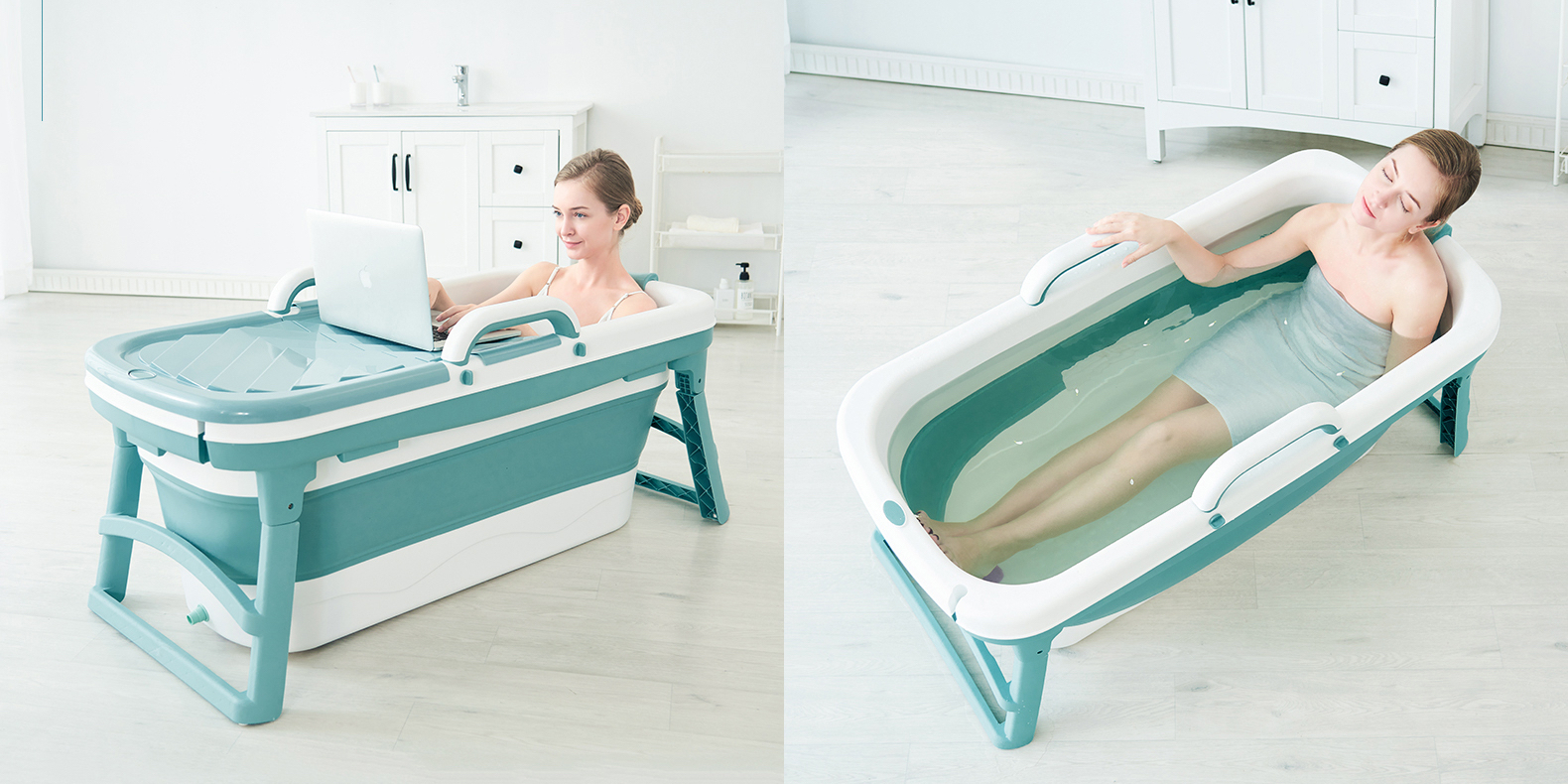 Vikbar Badbalja - Portabelt Badkar - Techkungen